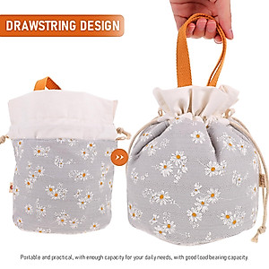 Cabilock Lunch Bag Insulated Folding Lunch Bag Bento Box Drawstring Bag Portable Lunch Holder Daisy Pattern Bento Box Bag Cute Tote
