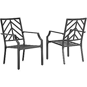 Crosley Furniture Otto 2-Piece Outdoor Chair Set, Dining Patio Chairs for Deck, Backyard, Matte Black with Gray Cushions