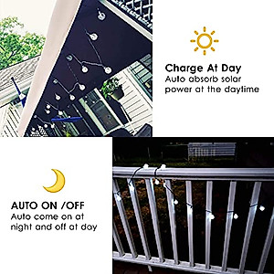 White 2-Pack 100 LED 64FT Crystal Globe Solar String Lights Outdoor, Waterproof Solar Lights Outdoor Decorative, 8 Lighting Modes Solar Powered Patio Lights for Garden Christmas Wedding Party (White)