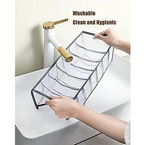 2Packs Wardrobe Clothes Organizer, Small Underwear Organizer, Drawers Organizer for Clothes(6 Grids)