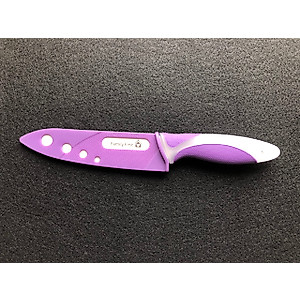 Ceramic Knife Set One 6" Chef Knife & One 4" All Purpose Knife With Large Ergo-Handle (Purple & White)