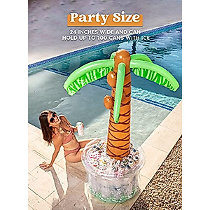 JOYIN 60" Inflatable Palm Tree Cooler, Beach Theme Party Decor, Pool Party Decorations, Luau Hawaiian Birthday Party Supplies Ocean Jungle Tropical Themed Party Decoration Summer Outdoor Drink Cooler