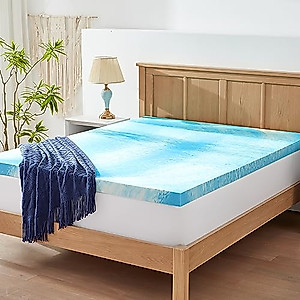 bedluxury 3 Inch Queen Mattress Topper, Gel Memory Foam for Pressure Relief, Bed Topper Queen Size, Cooling Mattress Pad, CertiPUR-US Certified, Soft & Breathable,3 Inch（sky Blue）