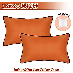 howdy deco 2 Pcs Waterproof Lumbar Pillow Covers 12x20 Inches of Silicone Leather Anti-Fading Rectangle Pillowcases Soft Durable for Outdoor Decoration Garden Terrace Canopy Balcony Sofa, Brown