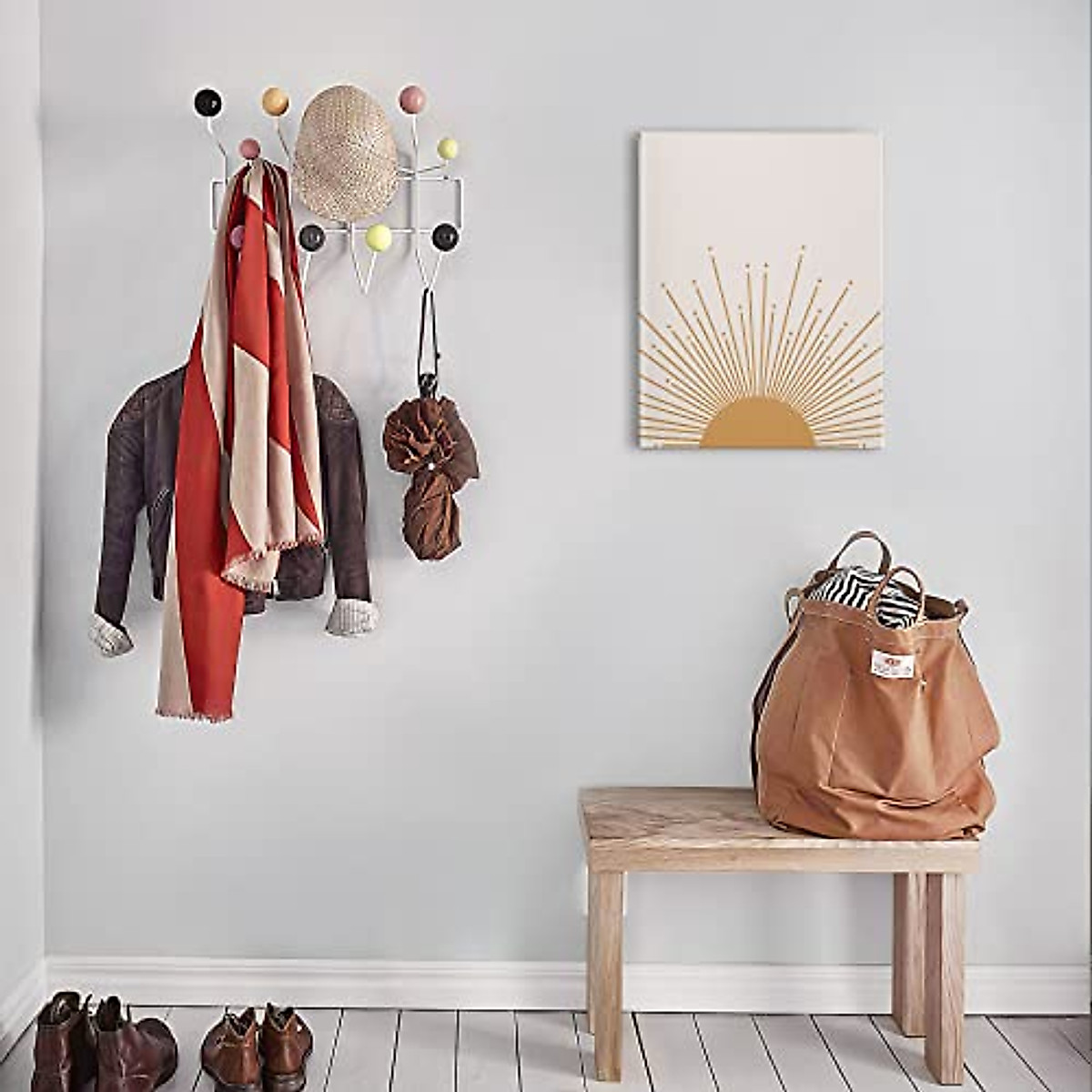 PHAMTE Mid Century Modern Boho Sun Wall Art, Minimalist Sun Sunset Sunrise Sunshine Nursery Print Framed Canvas Painting Artwork Home Bathroom Girls Room Kitchen Office Decor（11x14 Inch）