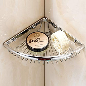 Shower Caddies Corner Shelf for Bathroom Brass Basket Organizers and Storage Shampoo Soap Holder Polished Chrome