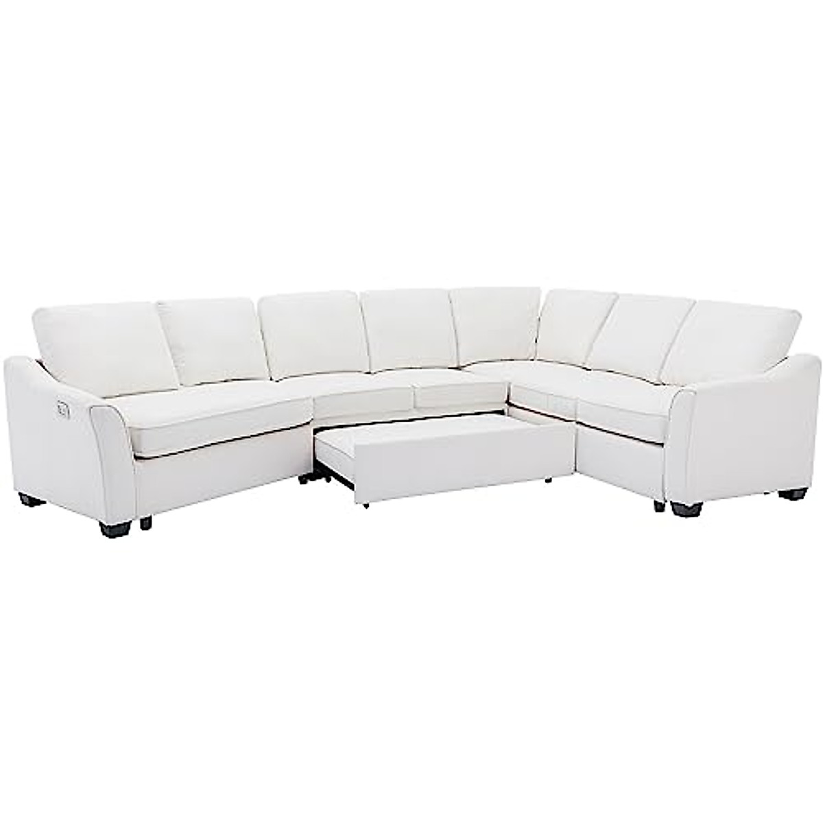 Aiuyesuo Convertible Design 129.5" Sectional Sleeper Sofa with Pull-Out Bed, Modern L-Shape Couch Bed with USB Charging Port, Storage Chaise Lounge Set for Living Room, Bedroom