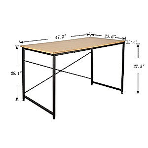 MJWDP Simple Computer Office Wooden Desk Wooden PC Laptop Study Table Workstation 47.2x23.6x29 Inch Brown