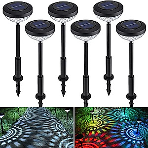 Solar Pathway Lights - NiHome Color Changing LED Solar Outdoor Lights Waterproof Super Bright Garden Lights Solar Powered - Landscape Lighting for Garden Patio Yard Decor - 6 Pack