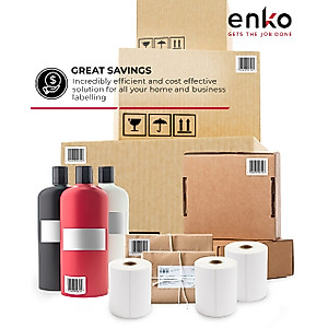 enKo - Direct Thermal Labels Compatible for Zebra/Rollo 4" x 5" Label - 1 in Core - (6 Roll, 1800 Labels)