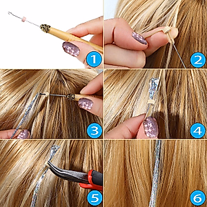 Hair Tinsel Kit, Fairy Tinsel Hair Extensions With Tool 2760 Strands 12 Colors Holographic Hair Tinsel Heat Resistant Sparkling Hair Glitter for Christmas New Year Party (48 Inch)