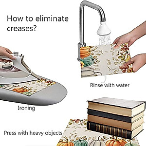 Fall Eucalyptus Leaves Thanksgiving Placemat for Dinning Table Placemat Set of 6-Cotton Linen Waterproof Table Mat Pumpkins Harvest Sunflowers Floral Place Mat Rustic Farmhouse Holiday Dinner Decor