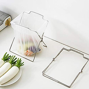 Yizhichu1990 Foldable Stainless Steel Garbage Bag Shelf Home Kitchen Countertop Trash Bag Rack Holder Organizer Dishcloth Towel Rack