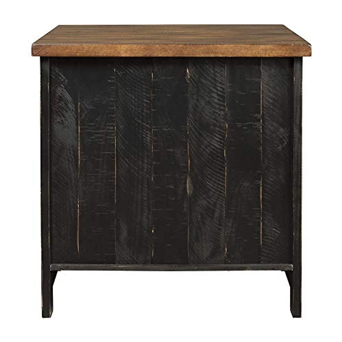 Signature Design by Ashley Valebeck Farmhouse Rectangular End Table with Storage, Distressed Brown & Black Finish
