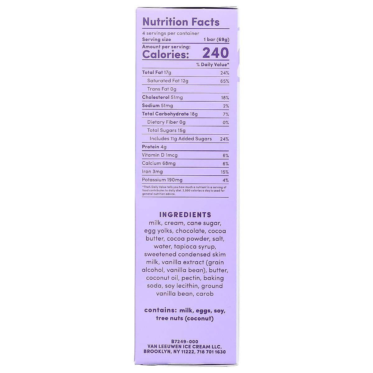 Van Leeuwen Premium Vanilla Caramel Swirl French Ice Cream Bars, 9.2 oz 3 Count