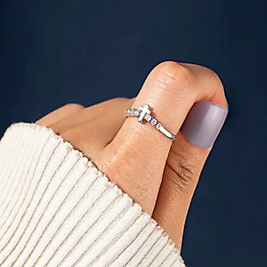 dsmrosp to My Daughter & Granddaughter Storms of Life Cross Arch Ring, S925 Sterling Silver Cubic Zirconia Rings, Eternity Cross Ring for Women Gift (1PCS,7)