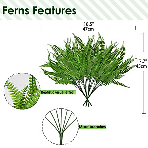 plant Artificial Boston Fern Bushes Fake Greenery Shrubs Branches for for Decor Home Indoor Outdoor Garden 4pcs