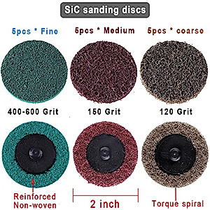 AUSTOR 126 Pcs Sanding Discs 2 Inch Quick Change Disc with 1/4 inch Tray Holder Surface Conditioning Disc for Surface Prep Strip Grind Polish Finish Burr Rust Paint Removal