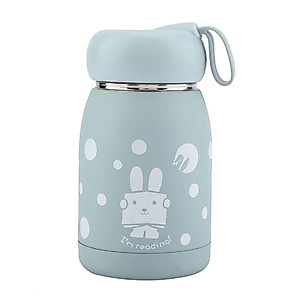 BORDSTRACT Kids Vacuum-Insulated Water Bottle, Stainless Steel Cute Rabbit Pattern Vacuum Cup Mug, Vacuum Insulated Water Bottle 304 Stainless Steel, for Toddlers Girls Boys (320ML 4 Color)(Blue)