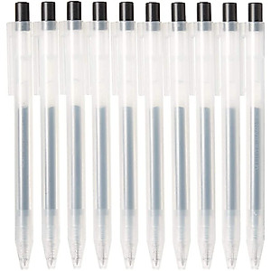 MUJI Smooth Gel Ink Ballpoint Pen Knock Type 10-Pieces Set, 0.5 mm Nib Size, Black