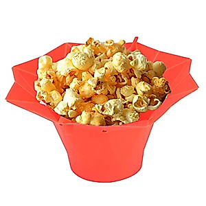 Microwave Silicone Popcorn Popper Collapsible Popcorn Maker Bowl with Folding Lid Handle Home Kitchen Tool Red Dishwasher Safe