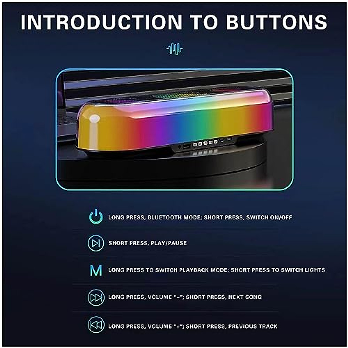Bluetooth Speaker with RGB Light- Portable Wireless Speaker, Upgrade 52mm Dual Speakers Unit, Multimedia Antimagnetic Speaker, for Computer Home Gaming Party Outdoor Beach Birthday Gift