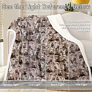 BlessLiving Fuzzy Dog Blanket for Kids Adults Puppy Lovey Fleece Blanket Reversible Animal Pattern Sherpa Throw (Weimaraner, 108x 90 Inches)