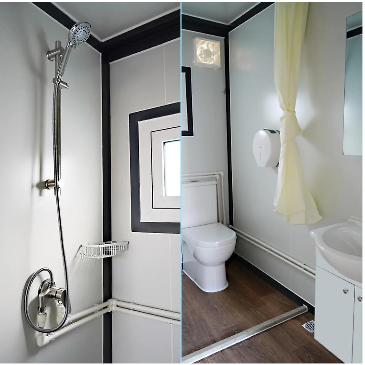 Double-Story Barn Homes, 20ft & 40ft Flat Pack Houses with Full Bathroom and Kitchen, Foldable Tiny Homes, Mobile Container Houses, Expo Groups Prefabricated Cabins for Living (20FT)