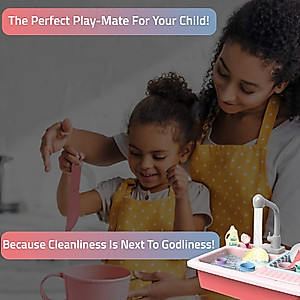 Kids Kitchen Sink Play Set- Fun & Educative Kids Toy- Water Cycling Kitchen Sink for Kids- Above 3 Years Toddler Toys- Easy to Install Play Kitchen Sink- Cute Kids Kitchen Sink