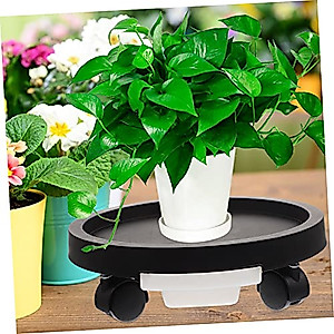 Yardwe Pot Stand with Casters Potted Plants Round Planter House Plants Heavy Duty Plant Caddy with Wheels Flowerpot Caddy Garden Planter Trolley Base Plate Trolley Tray Pot Tray Manual Pp