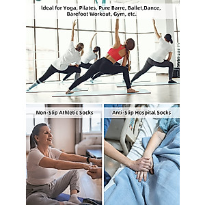 Yoga Socks for Women With Grips Non Slip Grip Socks Anti Skid Hospital Socks Slipper Socks for Home,Pilates,Barre B 3 Pairs Grey&Nude&Black One Size