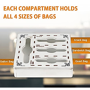 WGFKVAS Ziplock Bag Storage Organizer for Kitchen Drawer, Food Storage Bag Holders, Wood Kitchen Food Baggie Dispenser Box, Compatible with Gallon, Quart, Sandwich and Snack Variety Size Bag