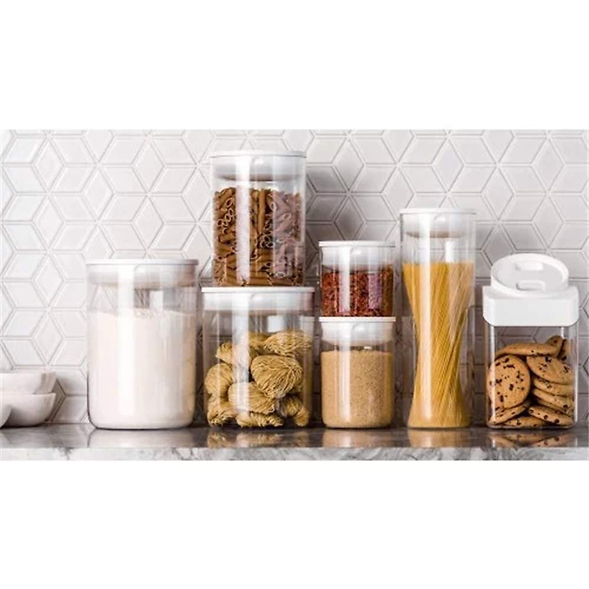 Click Clack Pantry Canister, 4.2-Quart, White Lid