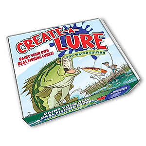 Create-A-Lure Top Water Edition Lure Making Kit, Paint Your Own Fishing Lures, Kids Painting Crafts with 2 Lures, Kid-Safe Washable Paint Colors, Paint Brushes and Hooks