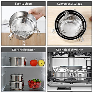 YLARMY Stainless Steel Airtight canisters Food Storage Containers with Lid for Camping Trips Picnic Metal Meal Prep Bento Lunch Boxes Kimchi Container Leak-Proof Smell-Proof for Snacks Salads