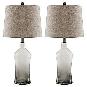 Signature Design by Ashley - Nollie Glass Table Lamps - Cloudy Bases - Set of 2 - Gray