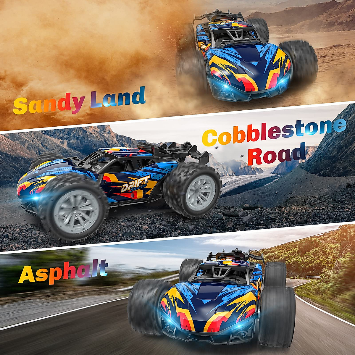Rc Cars for Boys age 3-8, Monster Trucks Remote Control Car with Spray, 2.4Ghz Rc Drift Car Toys for 3 4 5 6 Year Old Boys Girls, 1/20 All Terrains Electric Toy Car Gift for 3-8 Year Old Boys Girls