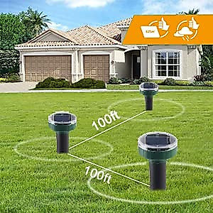BANNA Solar Sonic Mole Repellent Groundhog Repeller Snake Repellent Gopher Deterrent Vole Chaser Spikes Traps Rodents No Killing - Protect Your Lawn and Garden of Outdoor (4 pcs Round)
