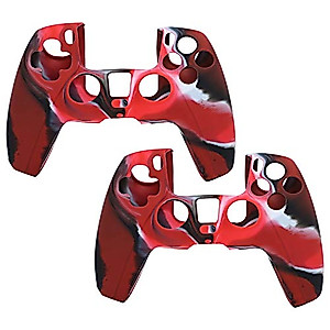 Gamepad Protective Cover Comfortable Anti Extrusion Dust Proof Sweat Proof Game Controller Skin,for Gamepad(Camouflage red)
