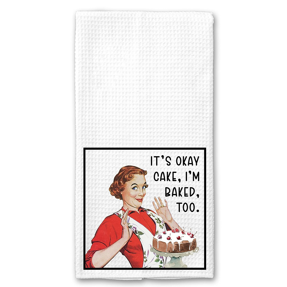 It's Okay Cake, I'm Baked Too Retro Vintage 1950's Housewife Microfiber Kitchen Towel