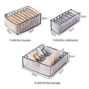 JIESMAERT Wardrobe Clothes Organizer Large Mesh Clothes Storage Containers Foldable Closet Organizer Bins, Visible Grid Storage Box for Bra, Underwear, Socks, Skirts, T-shirts, Jeans Pack of 3