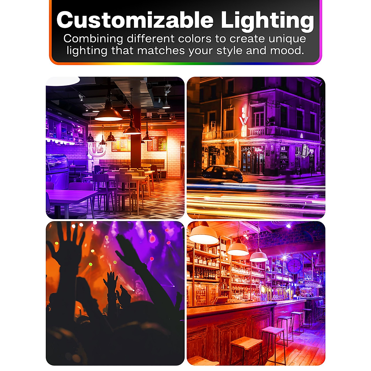 LEDERA LED Flood Orange Purple Light Bulb, 15W Equivalent 150W, Par38 Orange Purple Flood Light, E26 Base, Colored LED Light Bulbs, Not-dim Ideal for Halloween, Christmas, Party, Holiday, 2 Pack