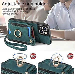 Smartphone Flip Cases Compatible with iPhone 14 Case, 2-in-1 Wallet Case PU Leather [Card Holder] [Wrist Strap] Shockproof Flip Cover Drop Back Case Protection Case Protective Wallet Cover Flip Cases