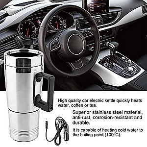 aqxreight - 350ML+150ML 12V Stainless Steel Car Heated Coffee Mug Coffee Cup Warmer Heated Mug Travel Cup