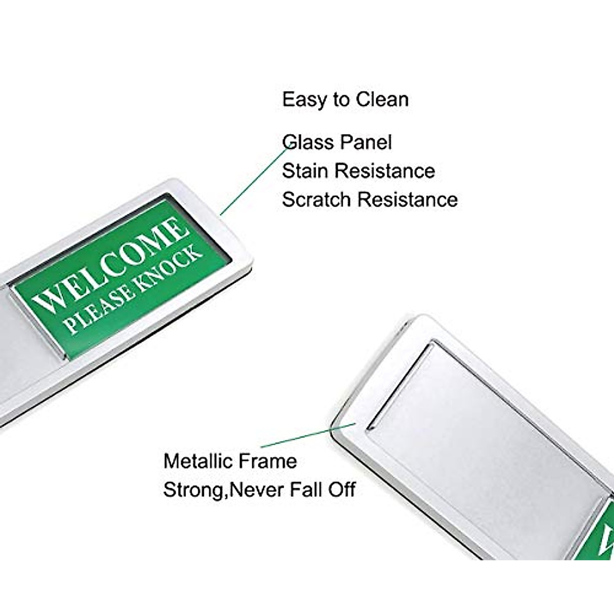 Privacy Sign - Do Not Disturb / Welcome Sign for Home Office Restroom Conference Hotel Hospital, Non-Scratch Magnetic Slider Door Indicator Sign Tells Whether Room Vacant or Occupied (Silver)