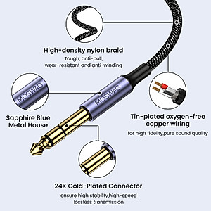 MOSWAG 6.35mm 1/4 inch to 3.5mm 1/8 inch Headphone Jack Adapter 3.28FT/1Meter,1/8 Female to 1/4 Male Extension Cable,3.5 to 6.35 Audio Cable for Mixer Guitar Piano Amplifier Speaker and More