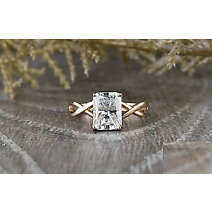 BeBold 1ct Radiant Cut Moissanite Engagement Ring for Women Rose Gold Plated Infinity Solitaire