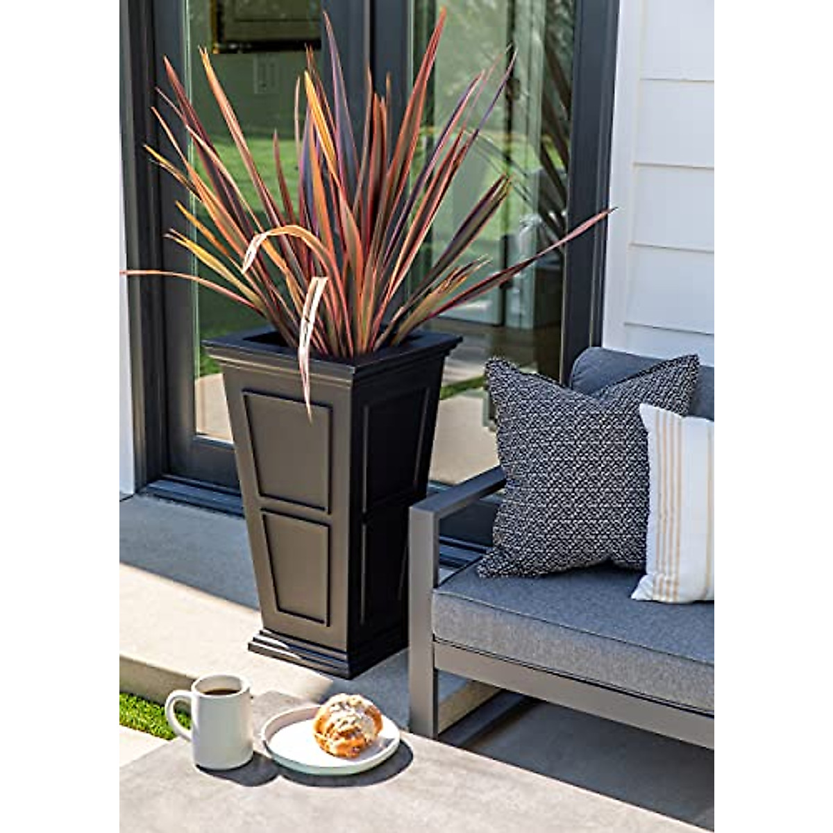 Veradek Fairmont Tall Plastic Planter - Large Outdoor Planter for Front Porch | Crack Resistant All-Weather Use | Classic Estate Design for Tall Plants, Flowers, Trees
