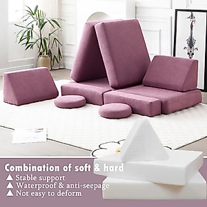 Emtmpbve Kig's Game Module Sofa - Folding Floor Sofa 8-Piece Set for Boys and Girls, Bedroom Playroom Multifunctional Furniture Creative Climbing (Purple)