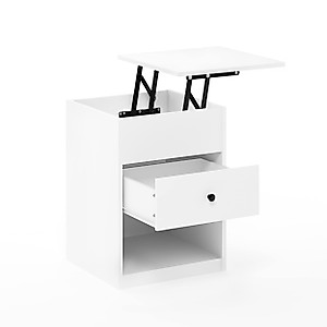 Furinno Jensen Lift Top Nightstand, Solid White